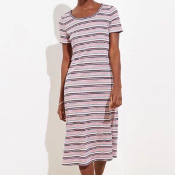 LOFT | Dresses | Loft Petites Women Xsp Multicolor Striped Ribbed Short ...